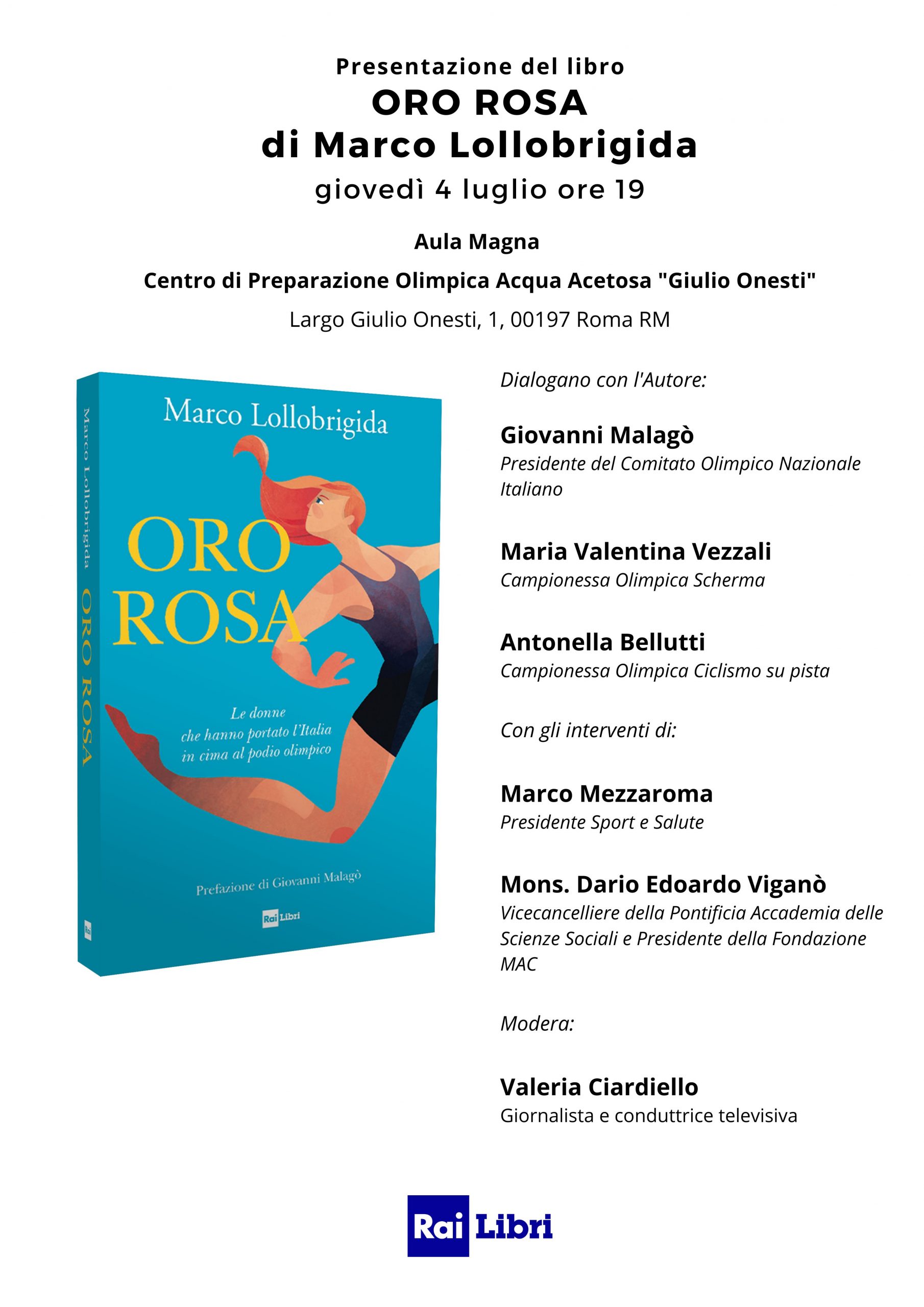 “Oro Rosa” di Marco Lollobrigida. La presentazione il 4 luglio al CONI ...